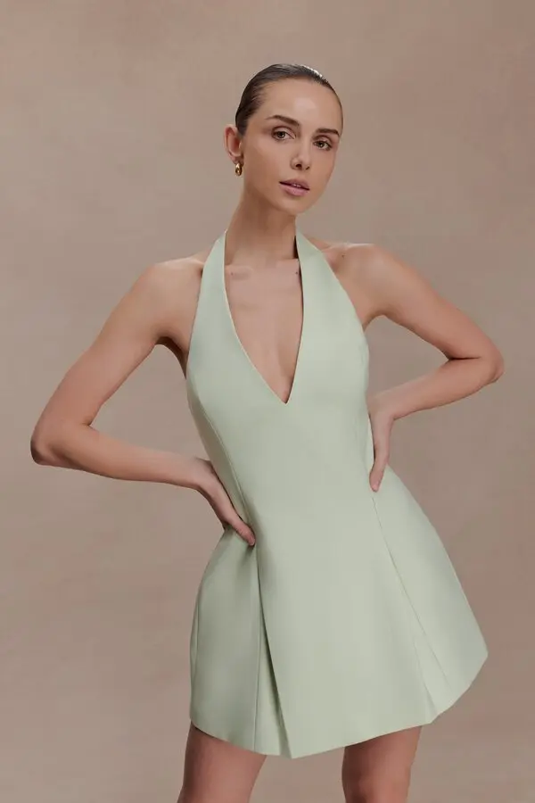 Meshki Nelly Halter Neck Cotton Mini Dress