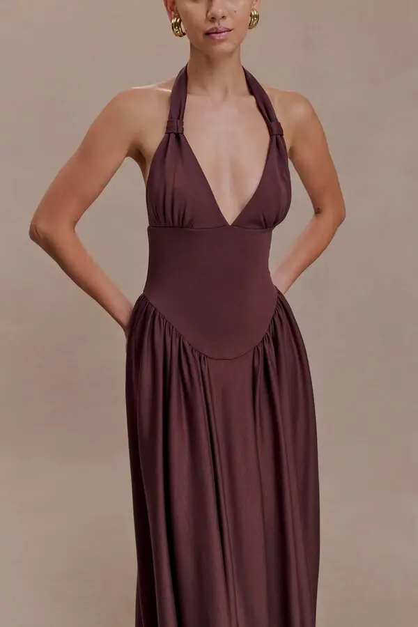 Meshki Angelina Scuba Halter Midi Dress