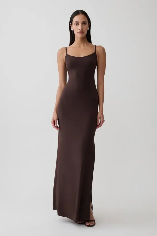 Meshki Erve Peached Jersey Maxi Dress - Chocolate