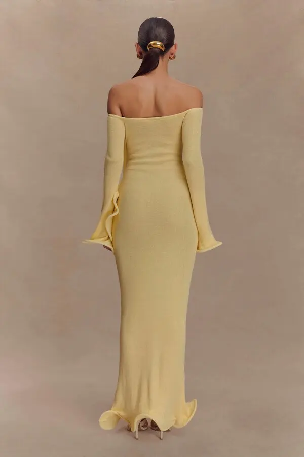 Meshki Sandrine Off Shoulder Knit Maxi Dress
