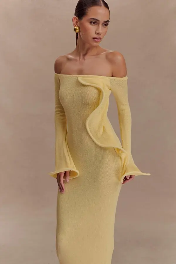 Meshki Sandrine Off Shoulder Knit Maxi Dress