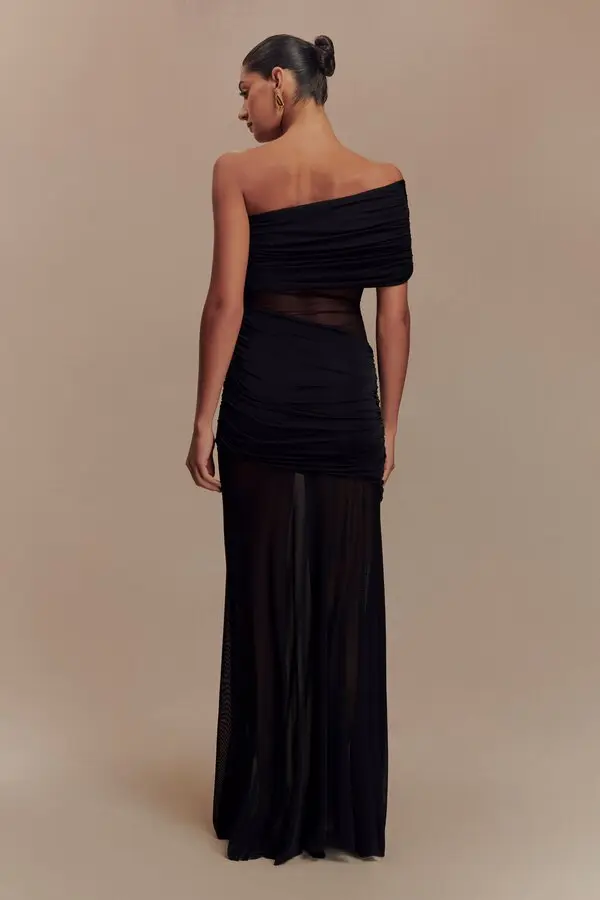 Meshki Dallas One Shoulder Mesh Maxi Dress