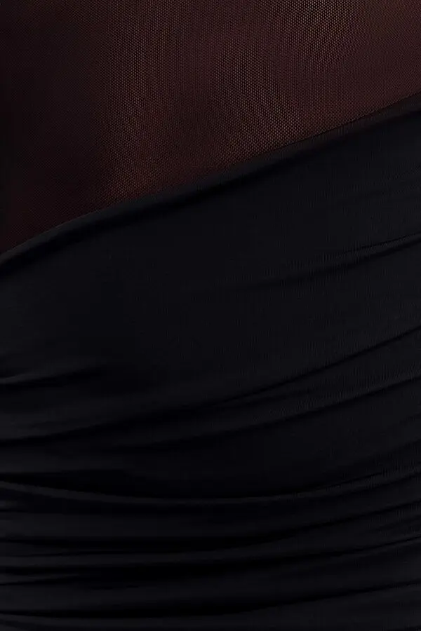 Meshki Dallas One Shoulder Mesh Maxi Dress