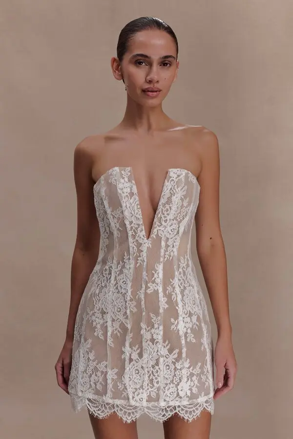 Meshki Zoey Lace Corset Mini Dress - Ivory