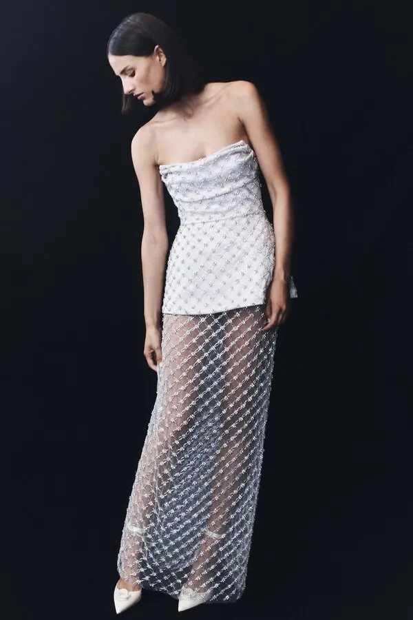 Meshki Zuri Hand Beaded Embellished Maxi Skirt