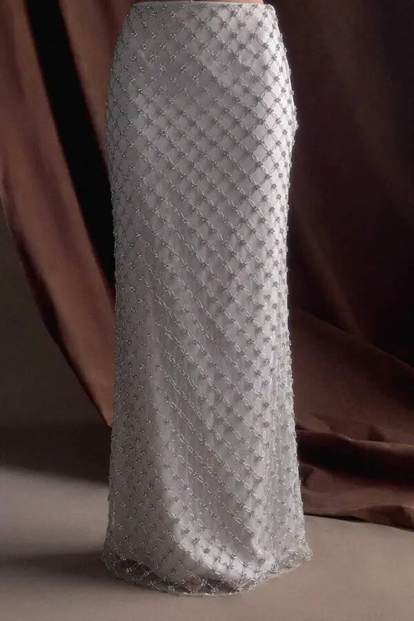 Meshki Zuri Hand Beaded Embellished Maxi Skirt