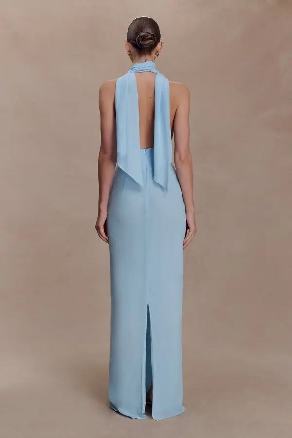 Meshki Nadine Halter Chiffon Maxi Dress