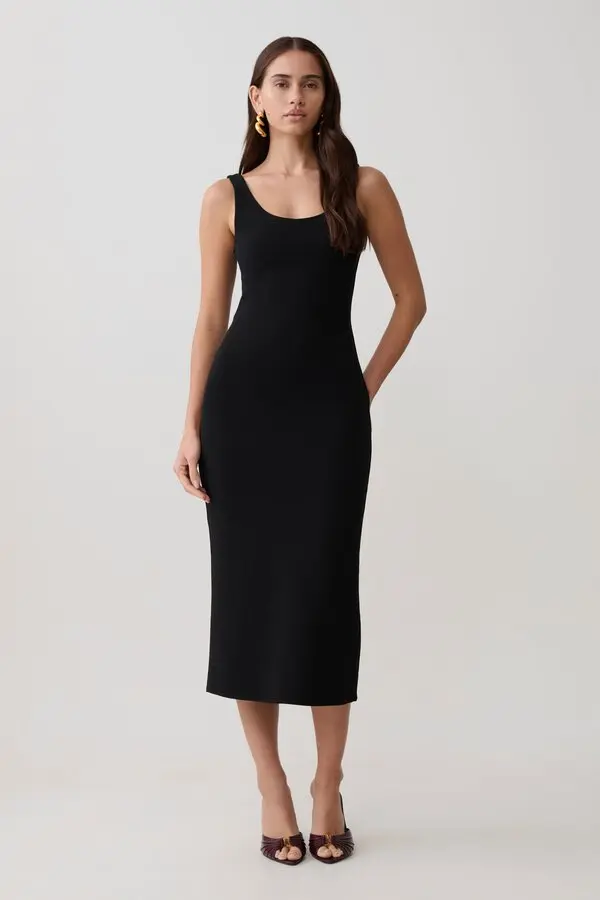 Meshki Allyra Scoop Stretch Crepe Midi Dress