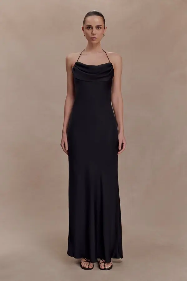 Meshki Lydia Cowl Neck Satin Maxi Dress