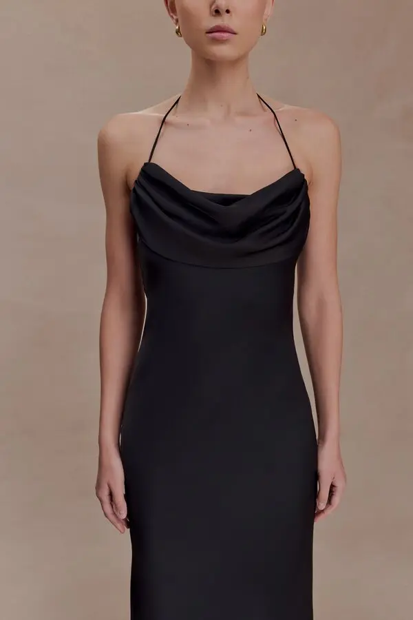 Meshki Lydia Cowl Neck Satin Maxi Dress
