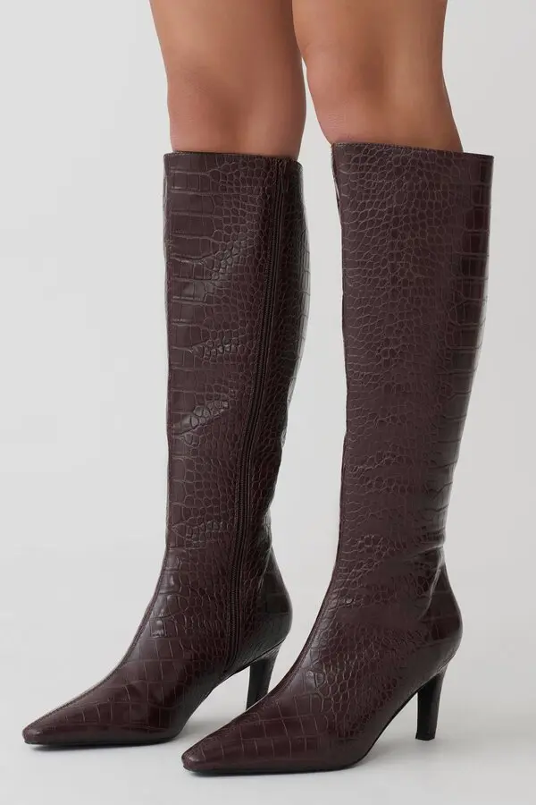Meshki Sarah Faux Leather Crocodile Boot