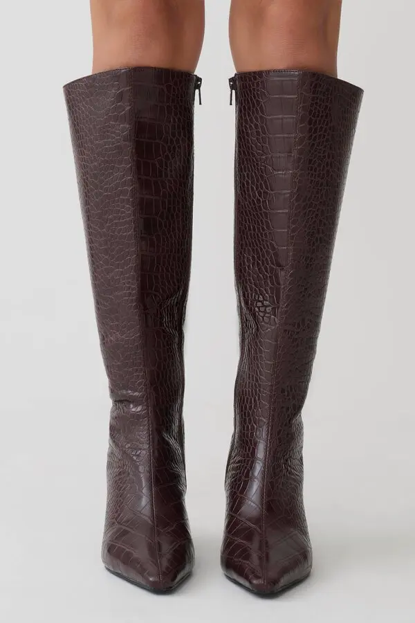 Meshki Sarah Faux Leather Crocodile Boot