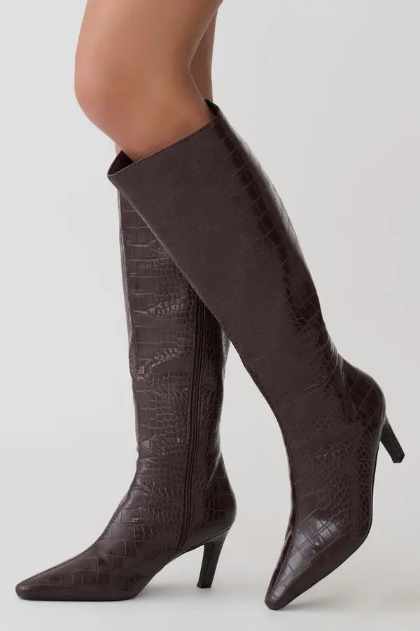 Meshki Sarah Faux Leather Crocodile Boot