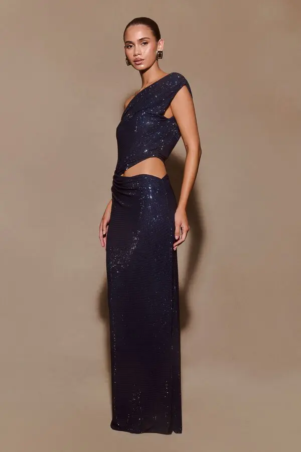 Meshki Kenny Diamante One Shoulder Maxi Dress