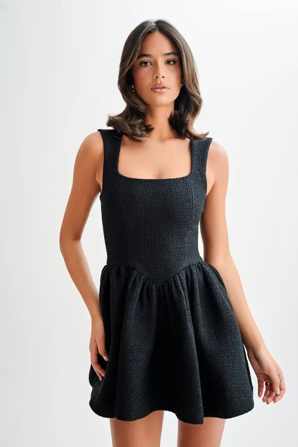 Meshki Jennifer Boucle Mini Dress - Black