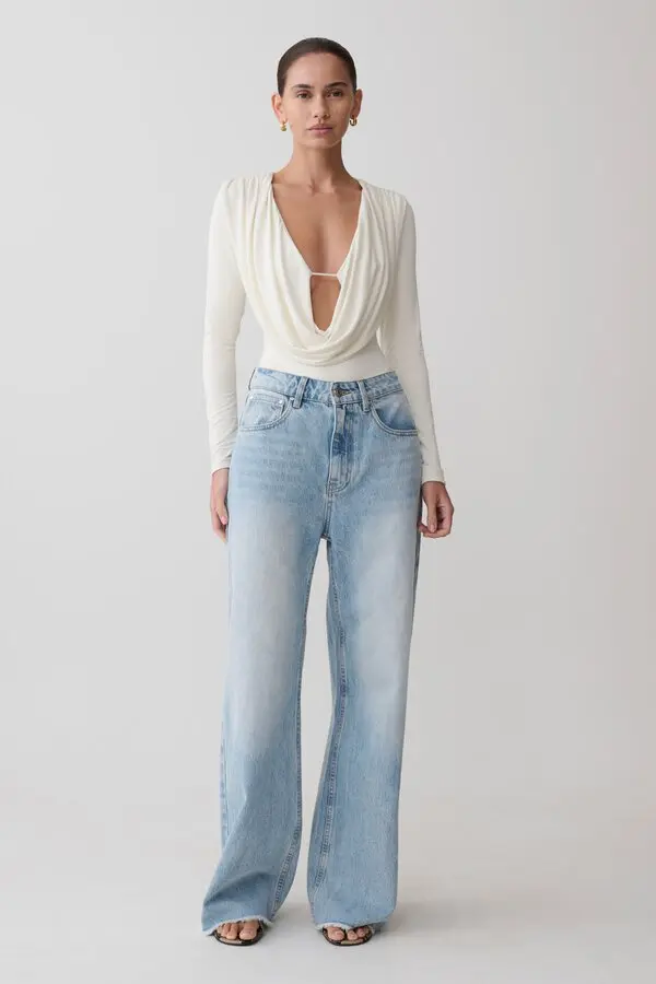 Meshki Ren Cowl Long Sleeve Slinky Bodysuit