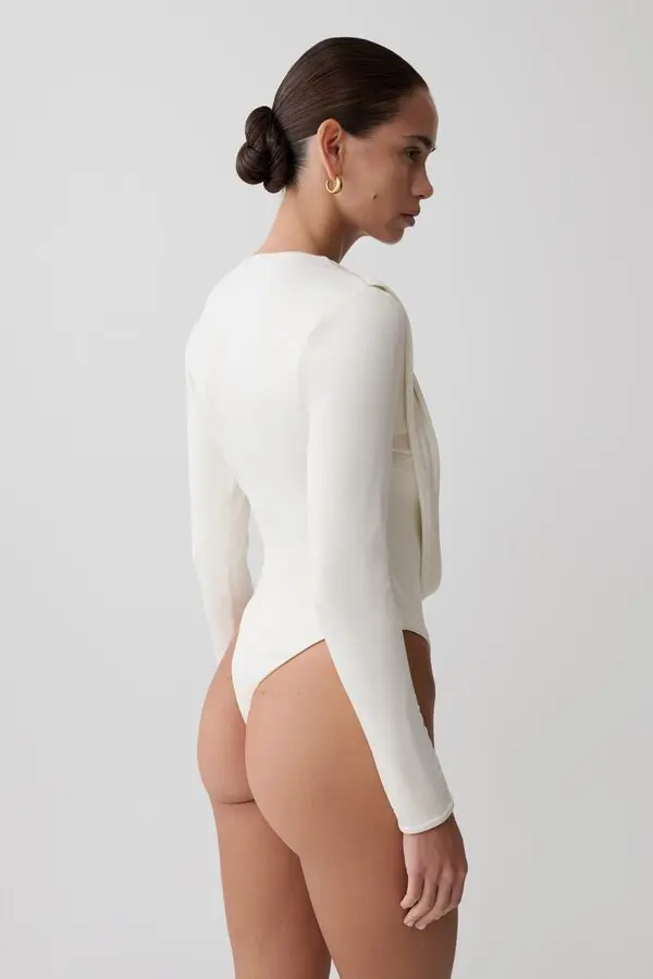 Meshki Ren Cowl Long Sleeve Slinky Bodysuit