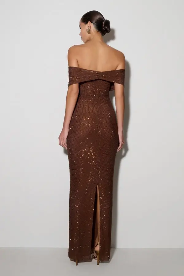 Meshki Phi Multi/wear Cowl Diamante Maxi Dress