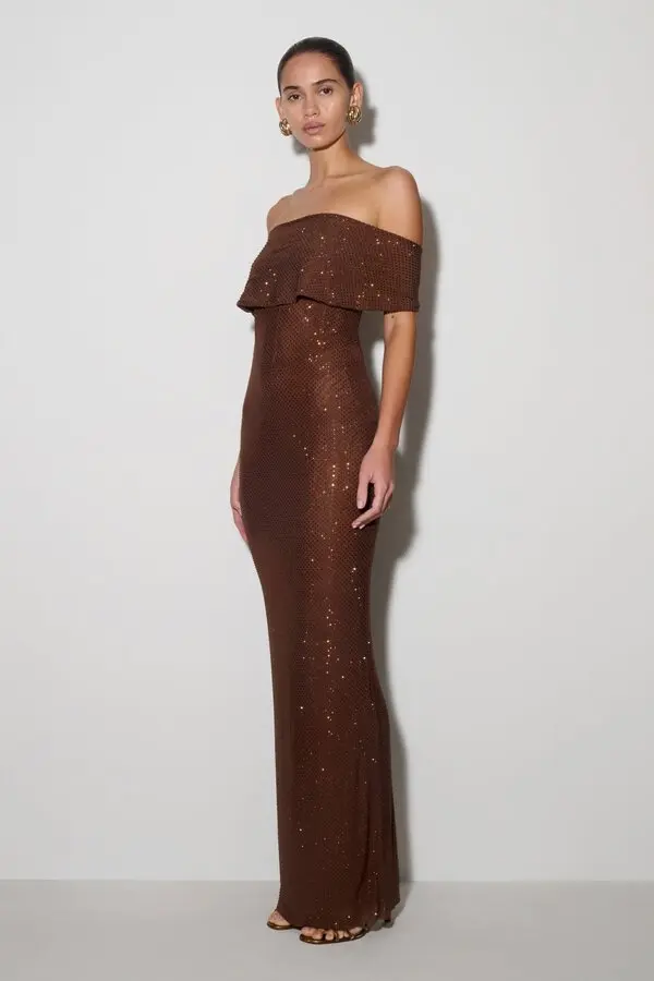 Meshki Phi Multi/wear Cowl Diamante Maxi Dress