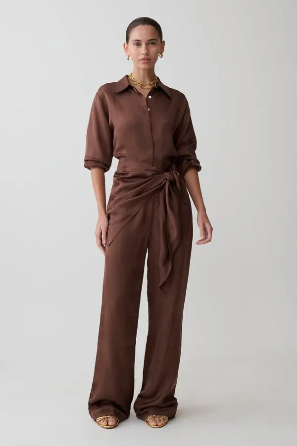 Meshki Gia Wrapped Tie Satin Pants
