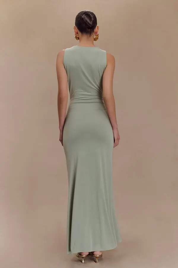 Meshki Beck Plunge Maxi Dress With Floral Hardware