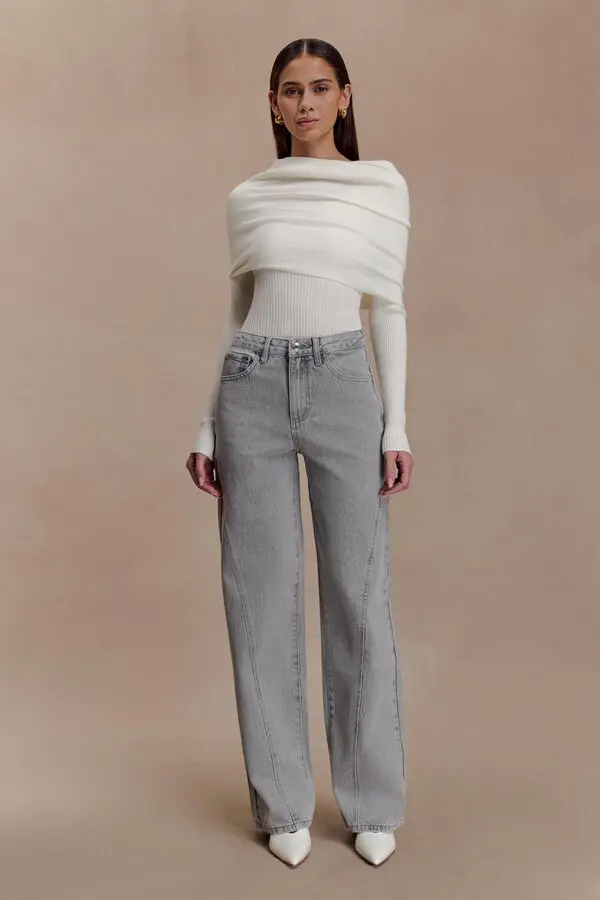 Meshki Georgette Mid Rise Paneled Denim Jeans