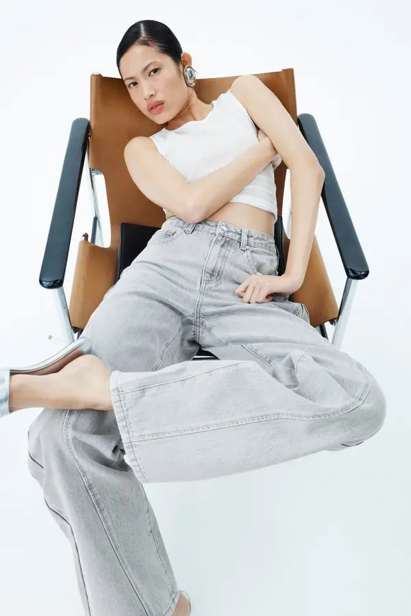 Meshki Georgette Mid Rise Paneled Denim Jeans