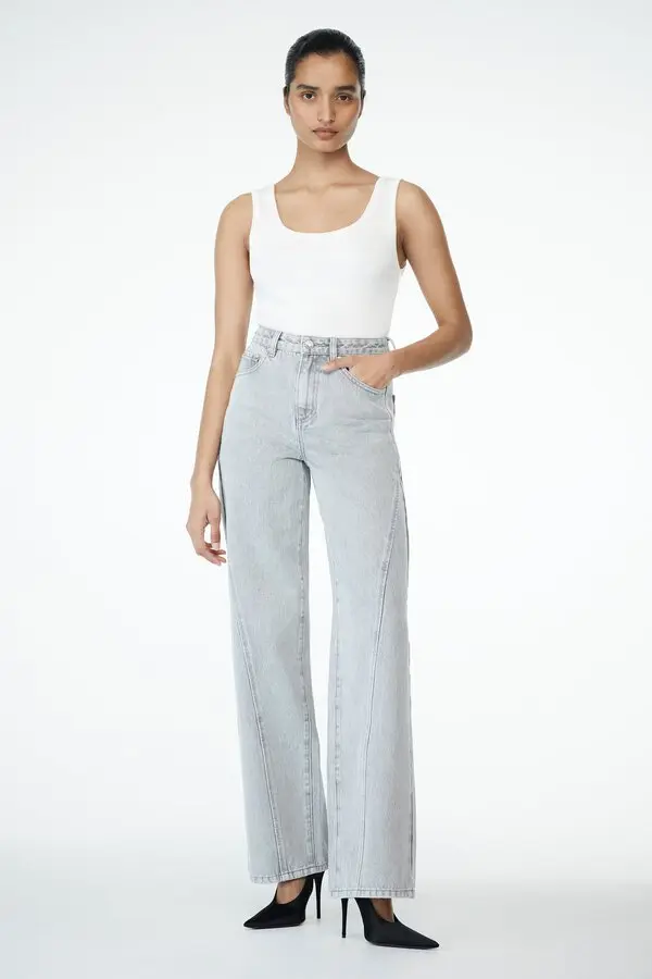 Meshki Georgette Mid Rise Paneled Denim Jeans