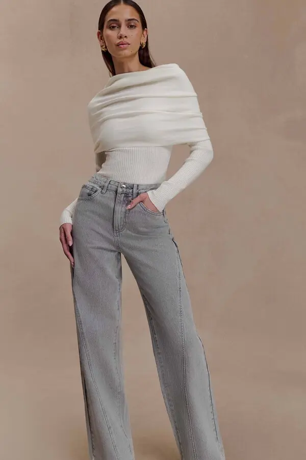 Meshki Georgette Mid Rise Paneled Denim Jeans