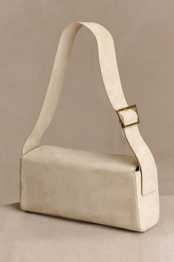 Meshki Maria Faux Suede Shoulder Bag - Stone