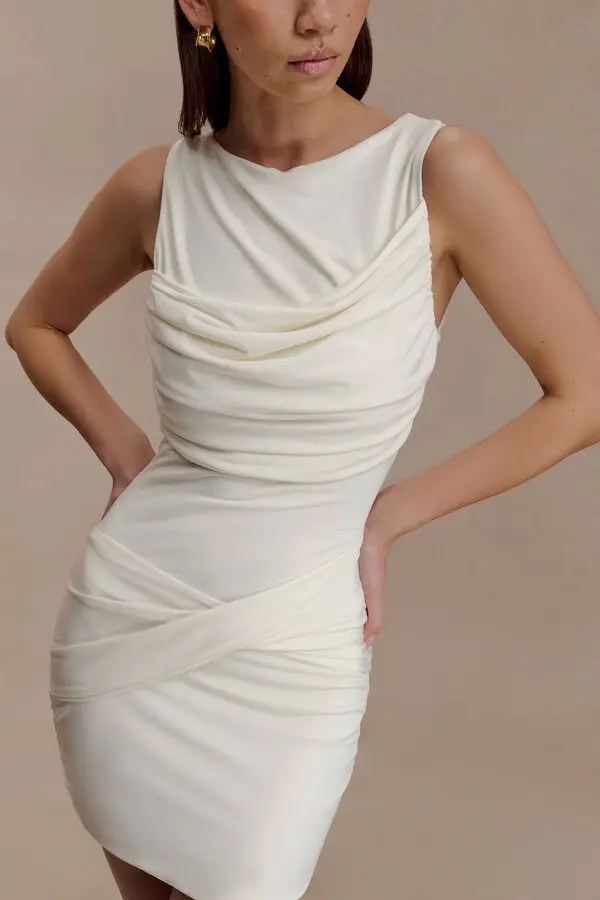Meshki Henley Slinky Drape Mini Dress
