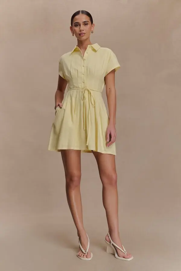 Meshki Aysha Buttoned Linen Mini Dress
