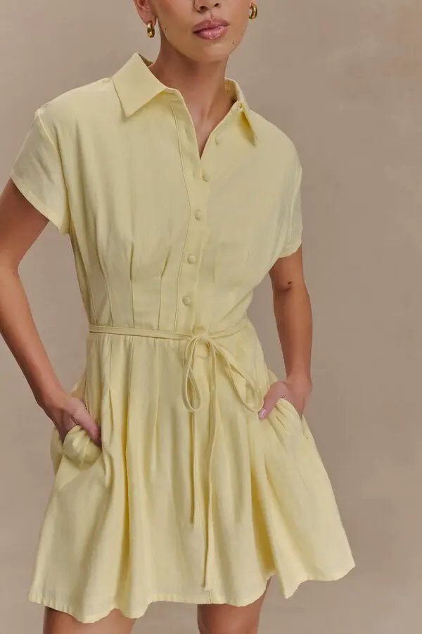 Meshki Aysha Buttoned Linen Mini Dress