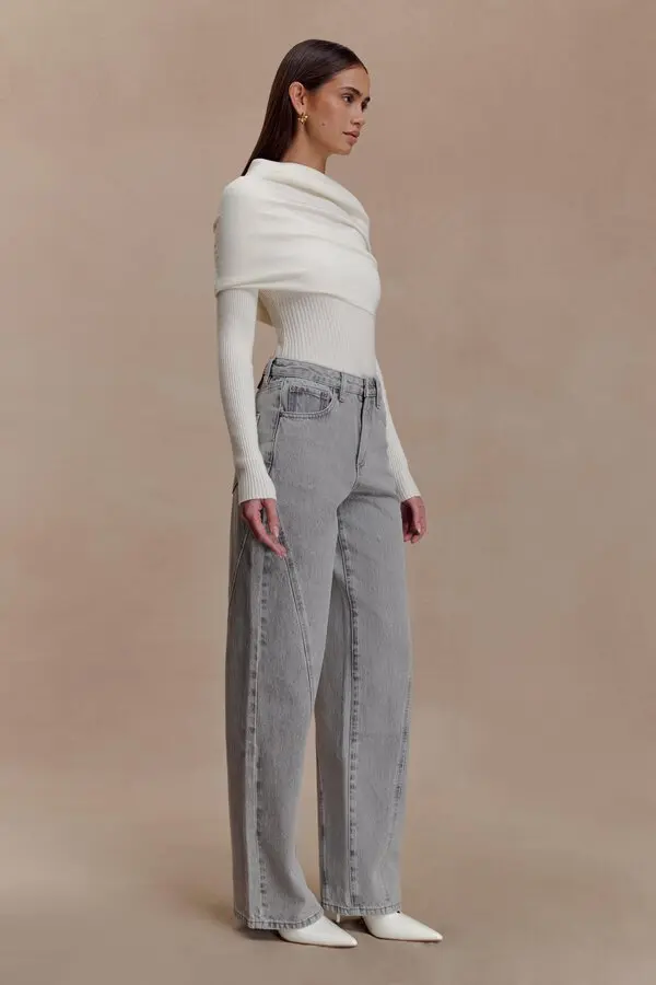 Meshki Mazie Asymetrical Cashmere Blend Long Sleeve Knit Top