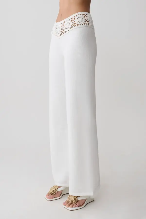 Meshki Miley Crochet Waistband Straight Leg Pant