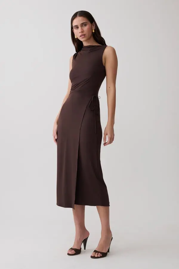 Meshki Euphemia Cupro Midi Wrap Dress