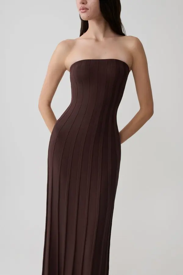 Meshki Pia Ribbed Strapless Maxi Dress