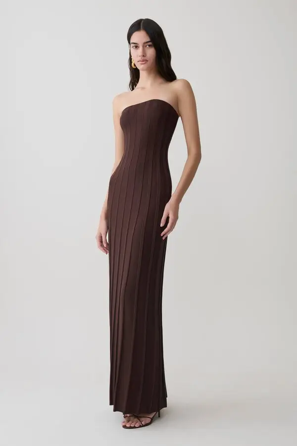 Meshki Pia Ribbed Strapless Maxi Dress