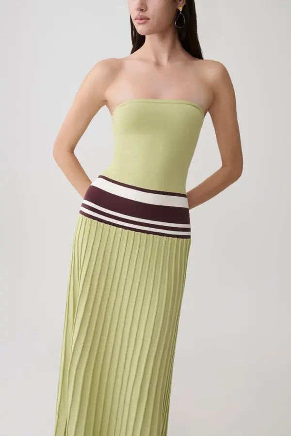 Meshki Solaris Strapless Contrast Knit Maxi Dress