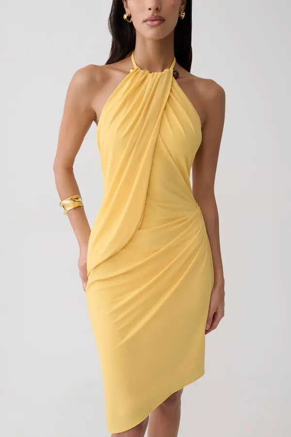 Meshki Yuna Draped Hardware Midi Dress
