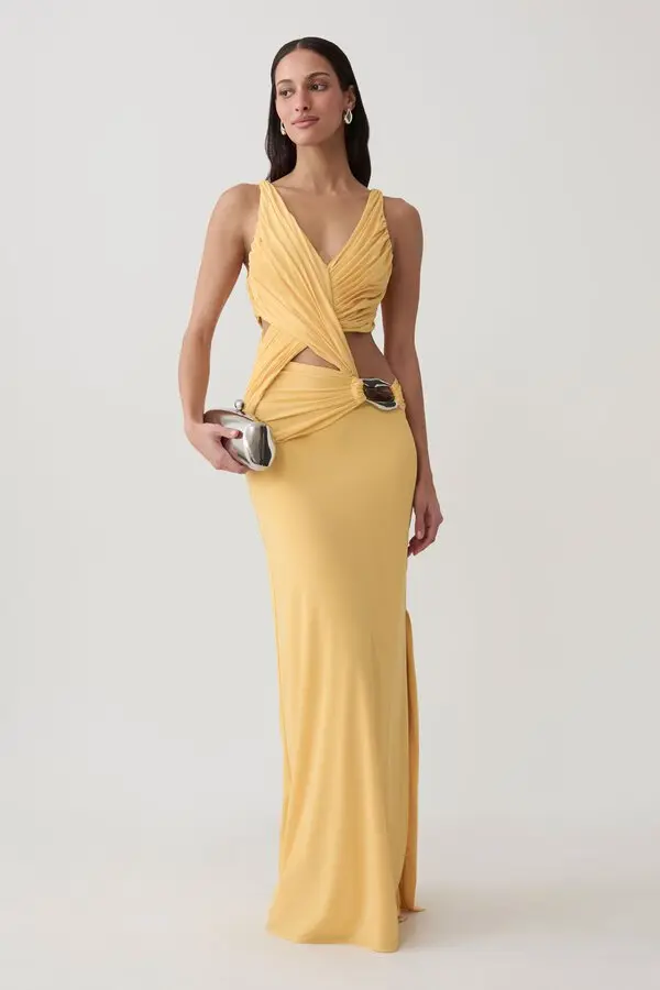 Meshki Klein Draped Jersey Gown With Hardware - Mango