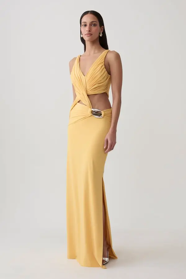 Meshki Klein Draped Jersey Gown With Hardware
