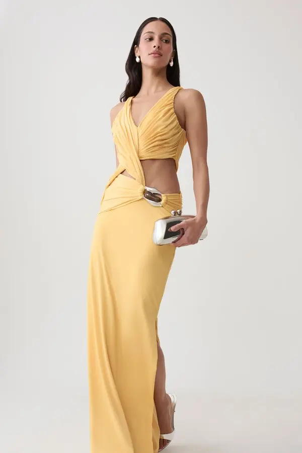 Meshki Klein Draped Jersey Gown With Hardware