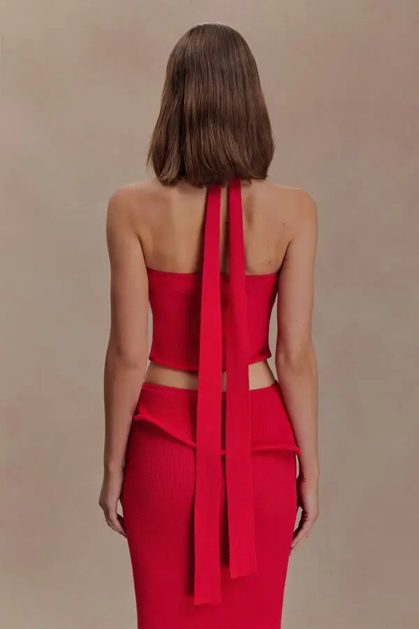 Meshki Samira Halter Knit Twist Top