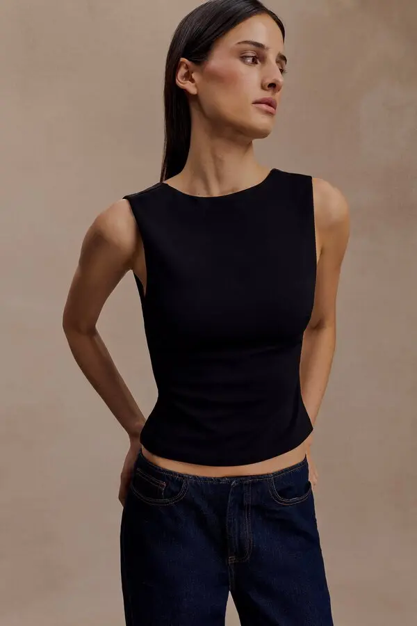 Meshki Kyra Open Back Scuba Crepe Top