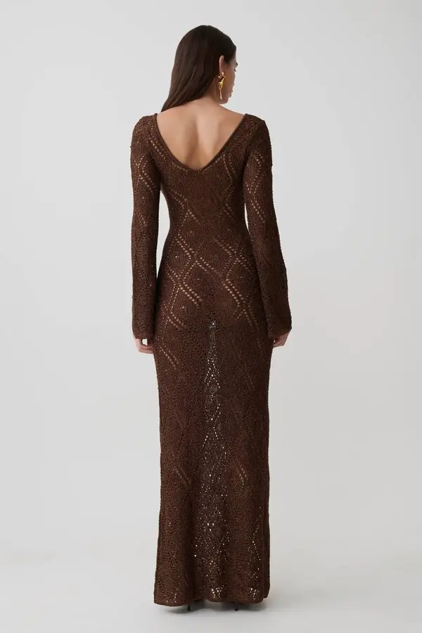 Meshki Chelsea Lurex Crochet Maxi Dress