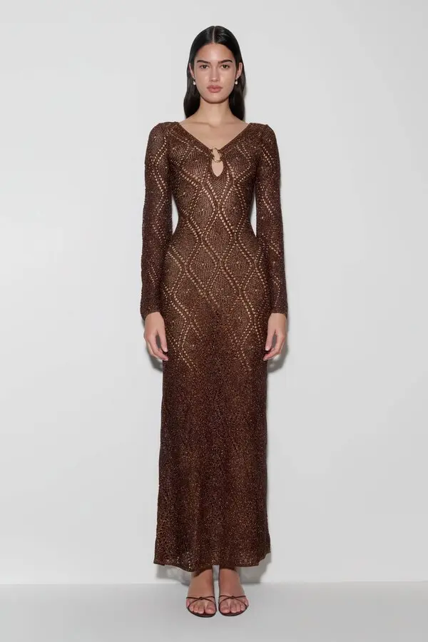 Meshki Chelsea Lurex Crochet Maxi Dress