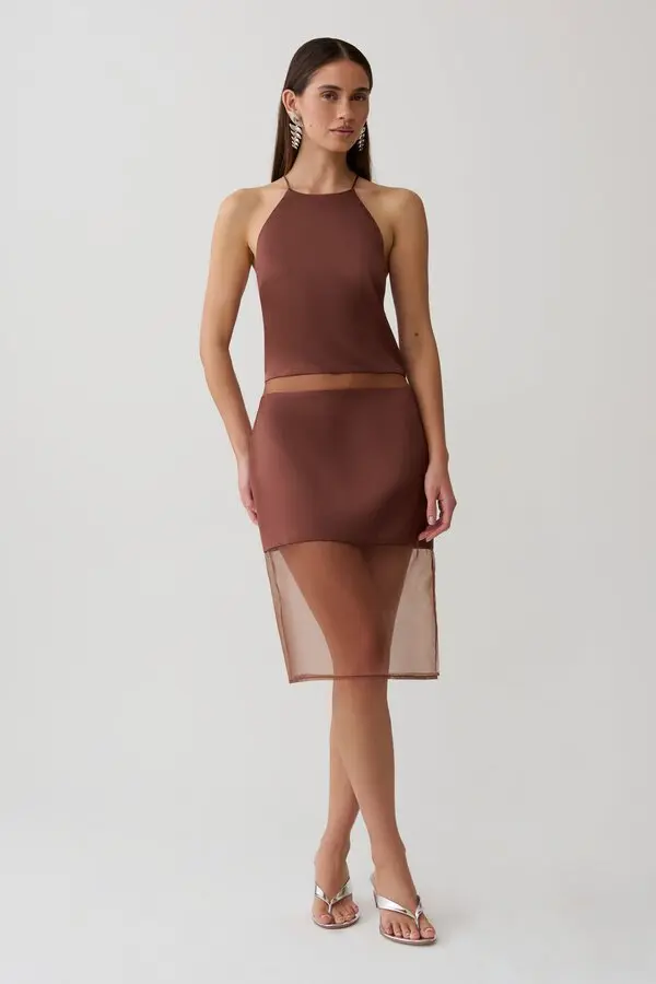 Meshki Priscilla Sheer Halter Midi Dress