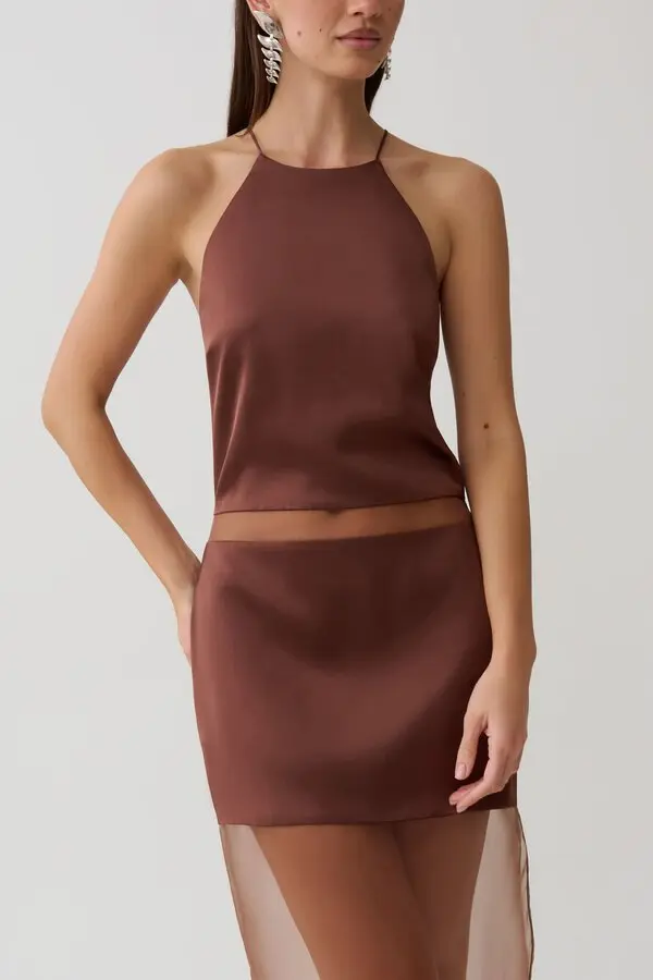 Meshki Priscilla Sheer Halter Midi Dress