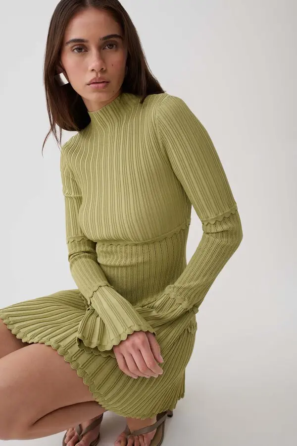 Meshki Adena Pointelle Knit Mini Dress